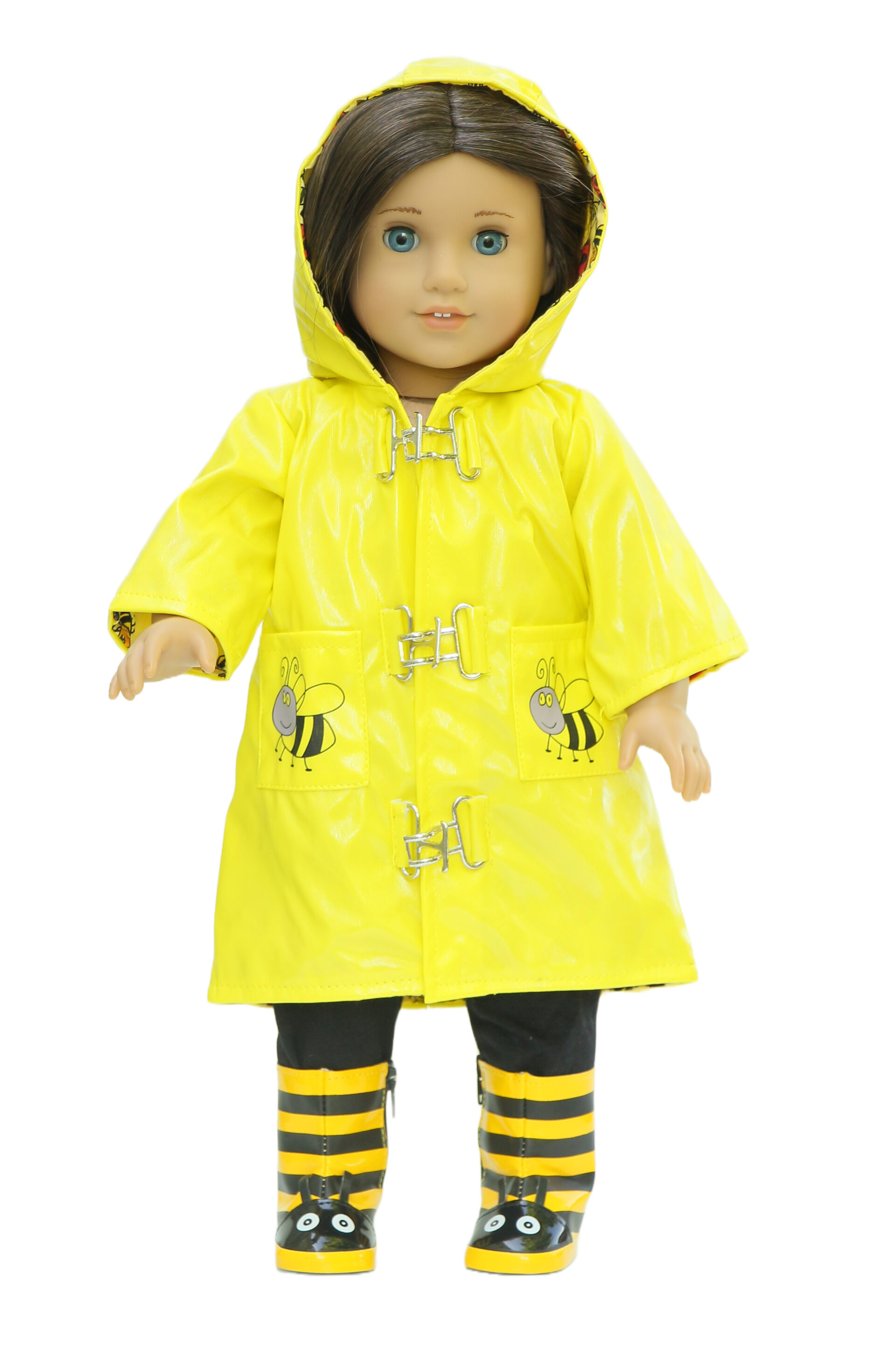 18" Doll Yellow Buzzy Bumble Bee Raincoat - The Doll Boutique