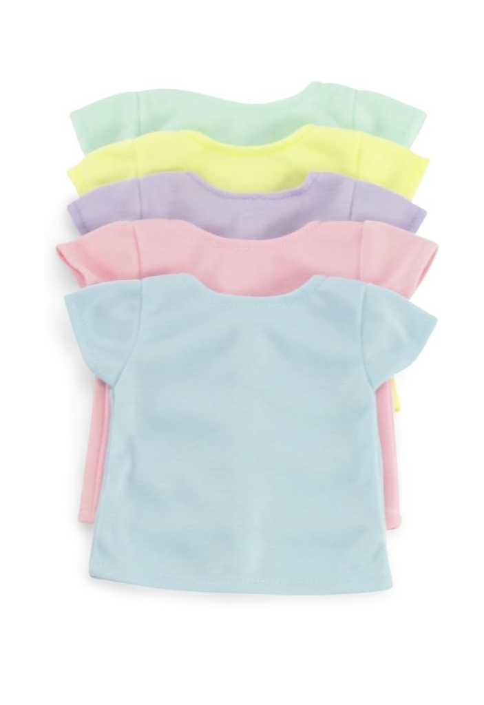 18" Doll 5-Pack Pastel T-Shirts - The Doll Boutique