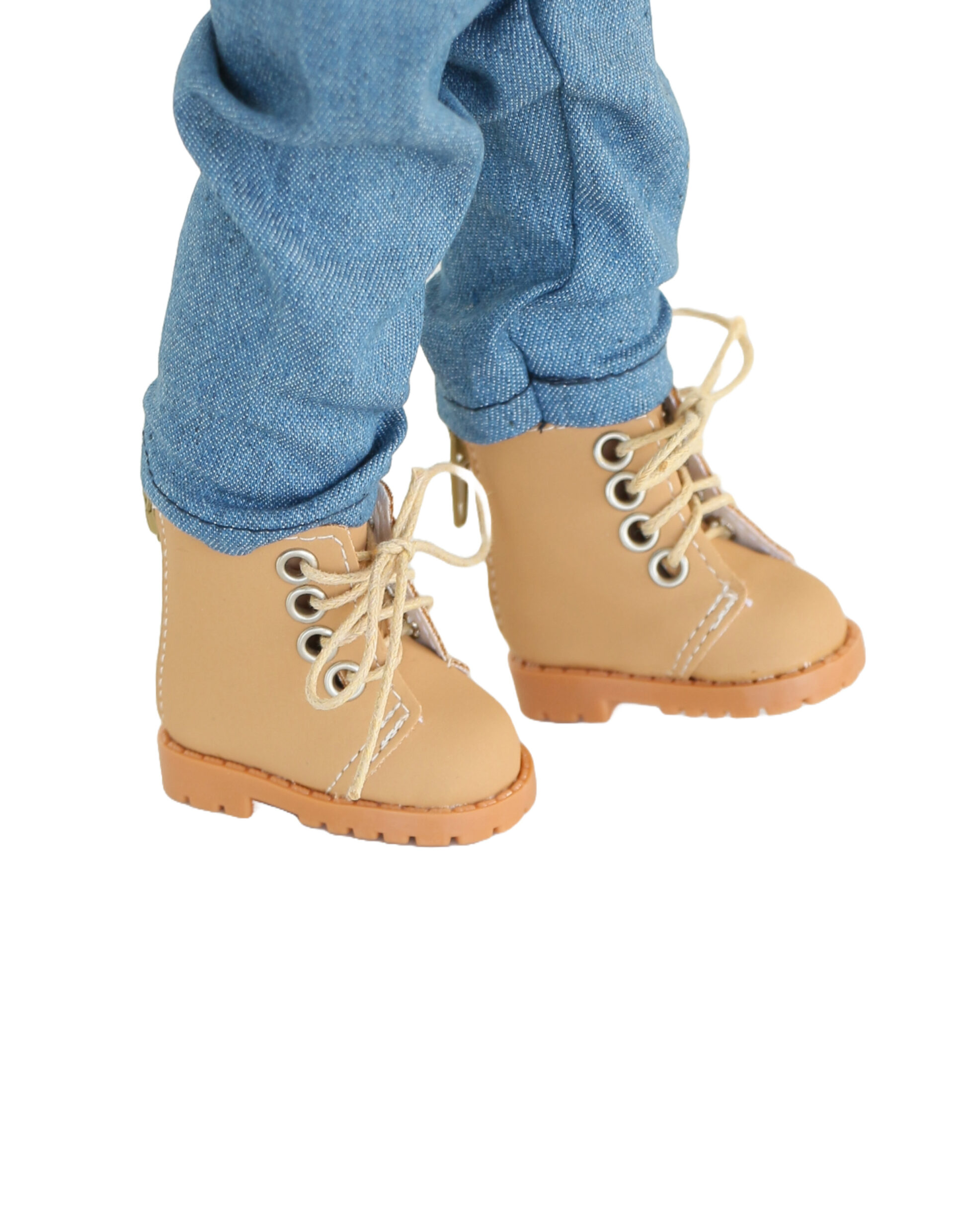 14.5" Wellie Wisher Doll Tan Work Boots - The Doll Boutique