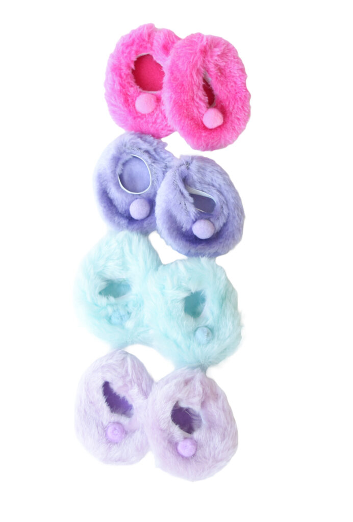 18″ Doll Fuzzy Pom-Pom Slippers – Choose a Color - The Doll Boutique