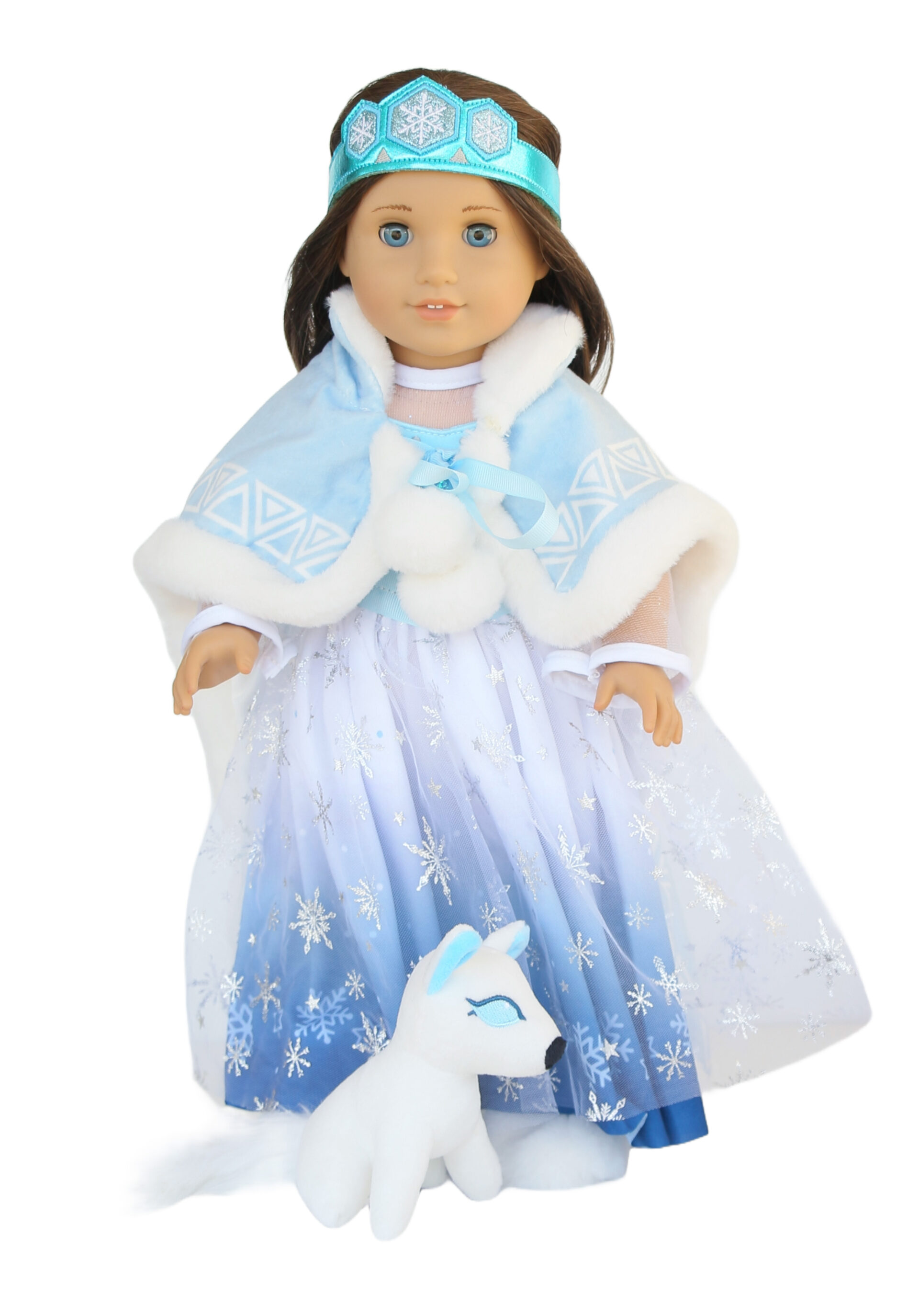 18" Doll Snow Princess Outfit & Matching Girl Headband - The Doll Boutique