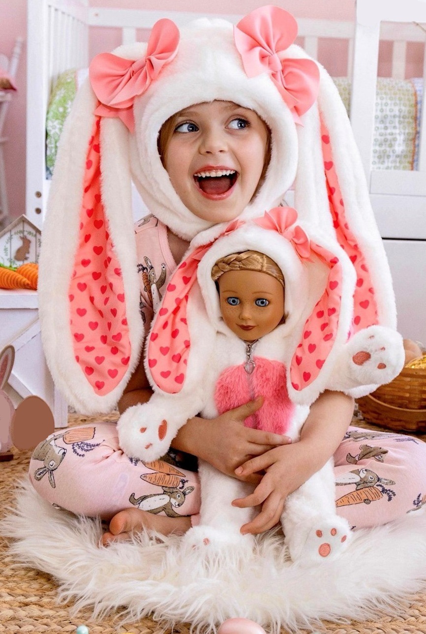 18" Doll & Girl Matching Easter Bunny Set - The Doll Boutique