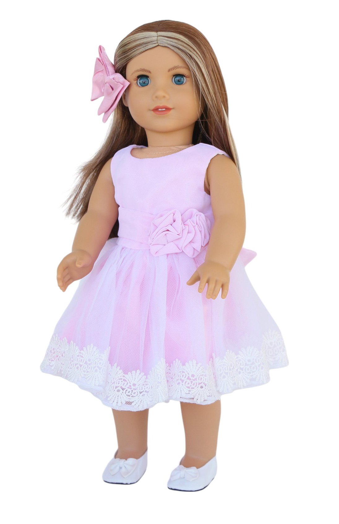18" Doll "Pretty in Pink" Sleeveless Dress & Hair Bow - The Doll Boutique