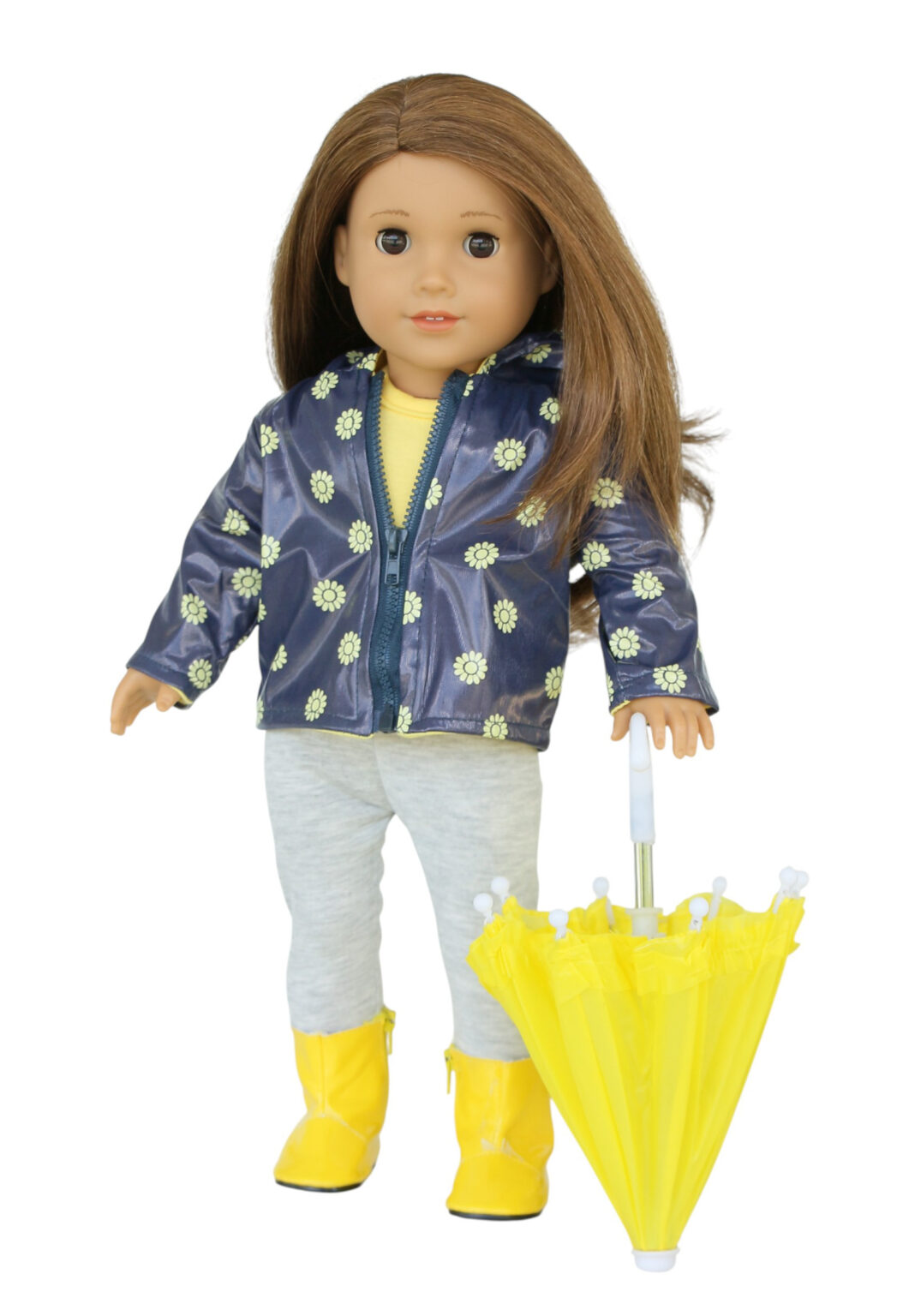 18" Doll 5-Piece Daisy Raincoat Outfit - The Doll Boutique